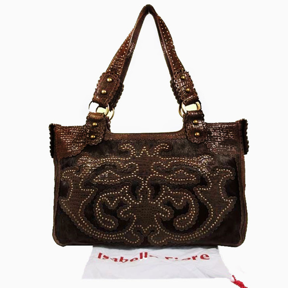 Isabella Fiore | Bags | Isabella Fiore Brown Leather Tote Handbag 6950 ...